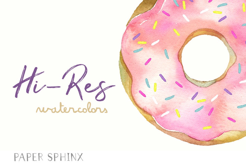 Watercolor Donuts Clipart Sprinkle Donuts Doughnuts - Etsy