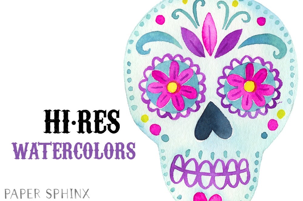 Dia De Los Muertos Clipart Watercolor Day of the Dead | Etsy