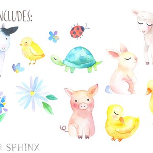 Baby Animals Watercolor Clipart | Springtime Farm Animals - Baby Pig ...