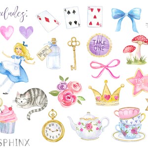 Alice in Wonderland Clipart | Watercolor Alice in Wonderland - Cheshire ...