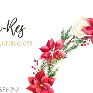 Christmas Wreath Clipart | Poinsettia Floral Wreath - Holiday Joy ...