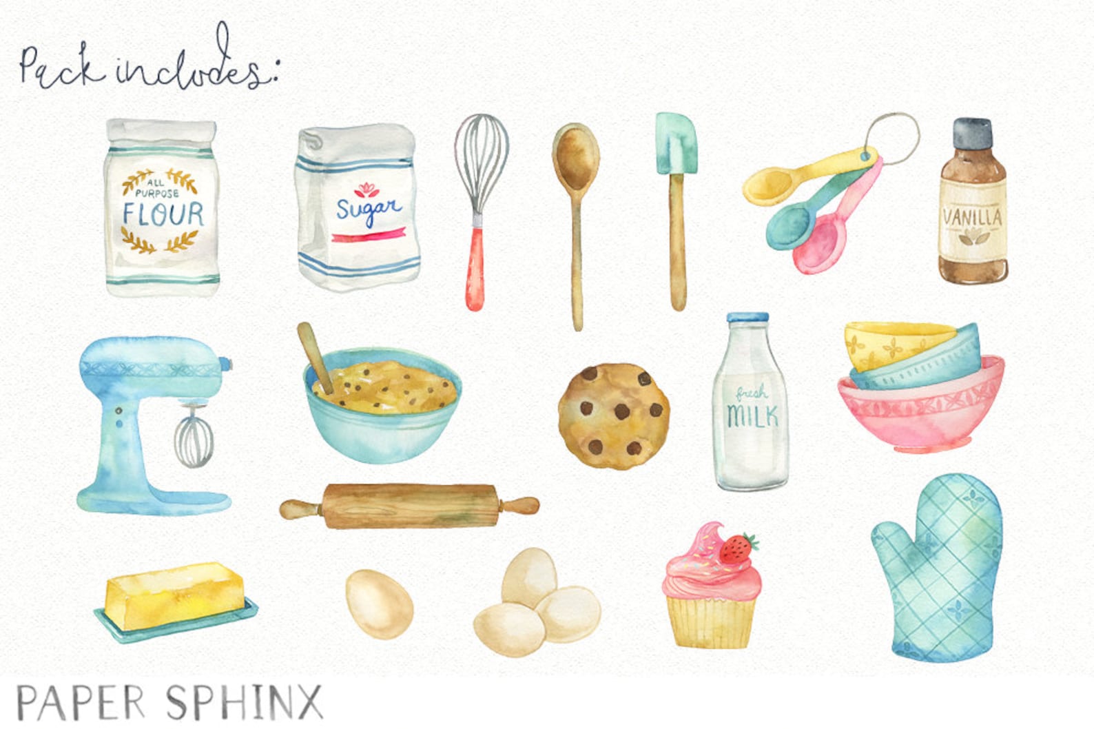 Aquarell Kochen Clipart Küche Backen Clipart Mischen Von | Etsy