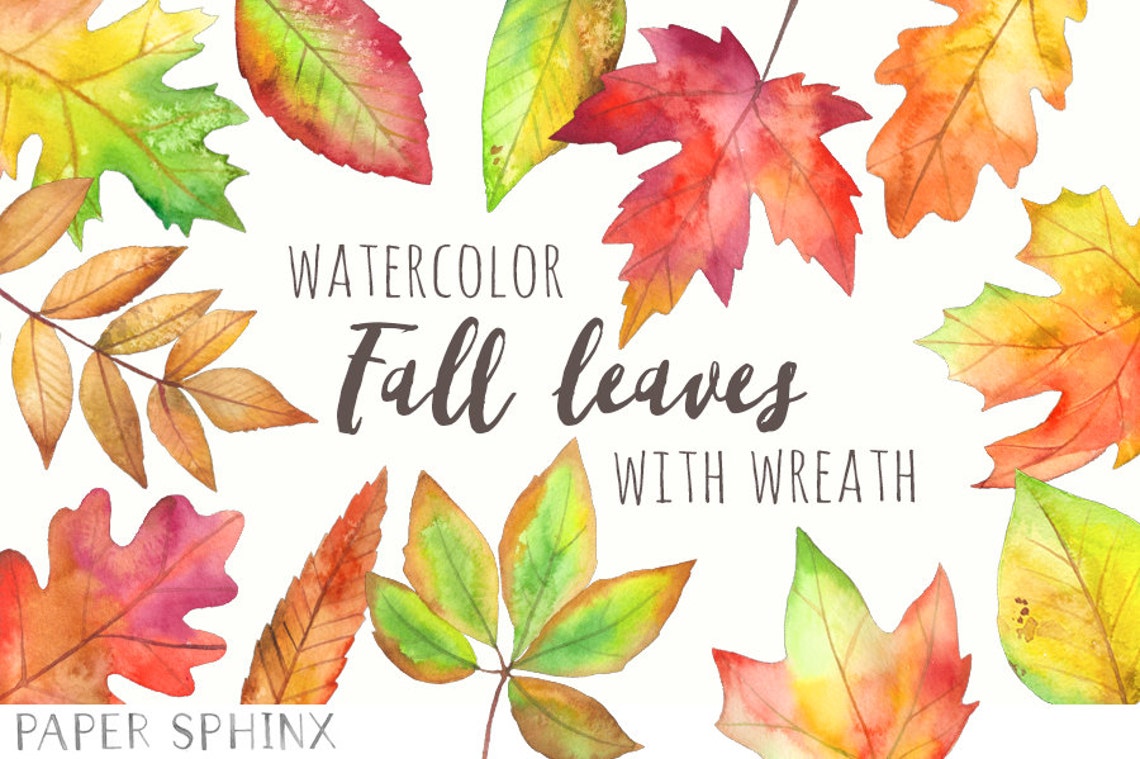 Watercolor Fall Leaves Clipart Autumn Leaves Clipart Wreath - Etsy