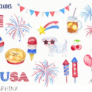 Watercolor 4th of July Clipart | Memorial Day Graphics - Patriotic ...