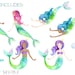 Watercolor Mermaid Clipart Summer Mermaids Ocean Fish - Etsy