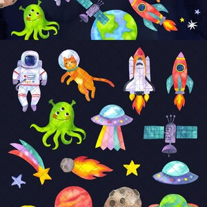 Watercolor Space Clipart | Outer Space Graphics, Planets, Astronauts ...