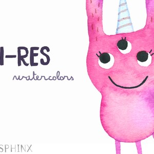Watercolor Girly Monsters Clipart | Girl Monster Birthday Party - Cute ...