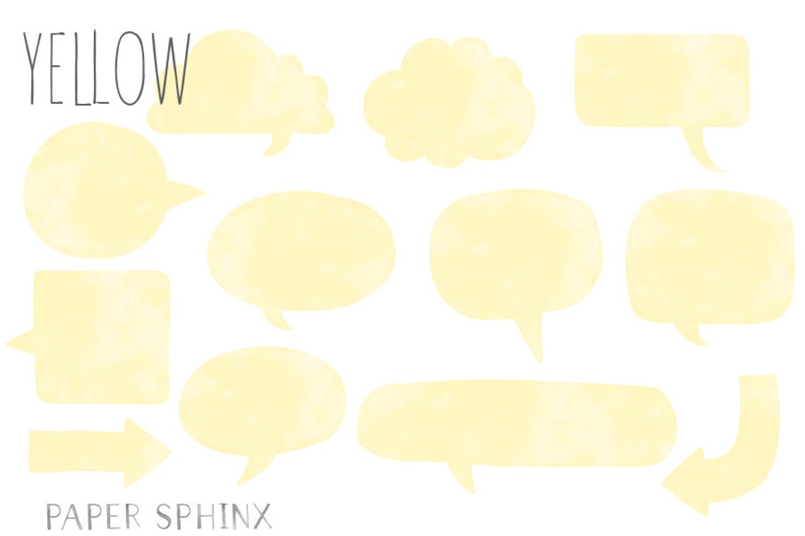 Watercolor Speech Bubbles Clipart Comic Speech and Thought - Etsy