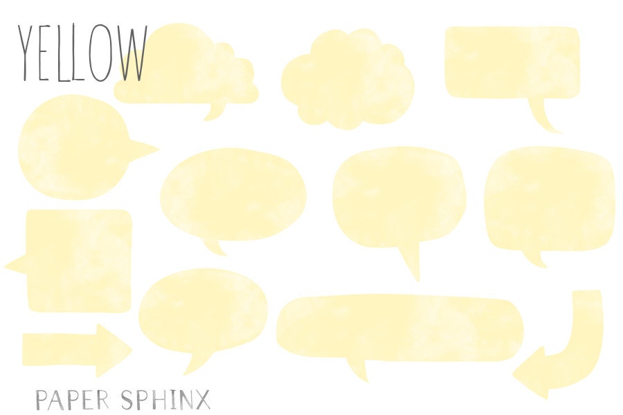 Watercolor Speech Bubbles Clipart | Comic Speech and Thought Bubbles ...