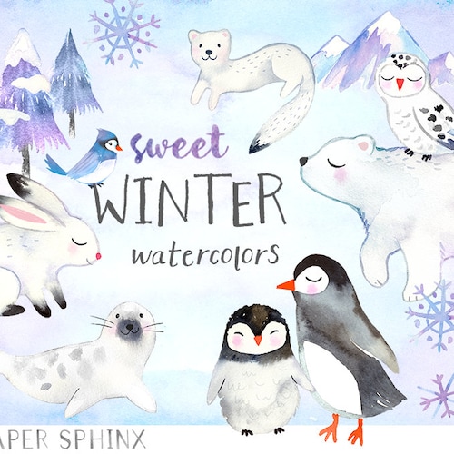 Arctic Animals Clipart Winter Animals Clip Art Polar Bear - Etsy