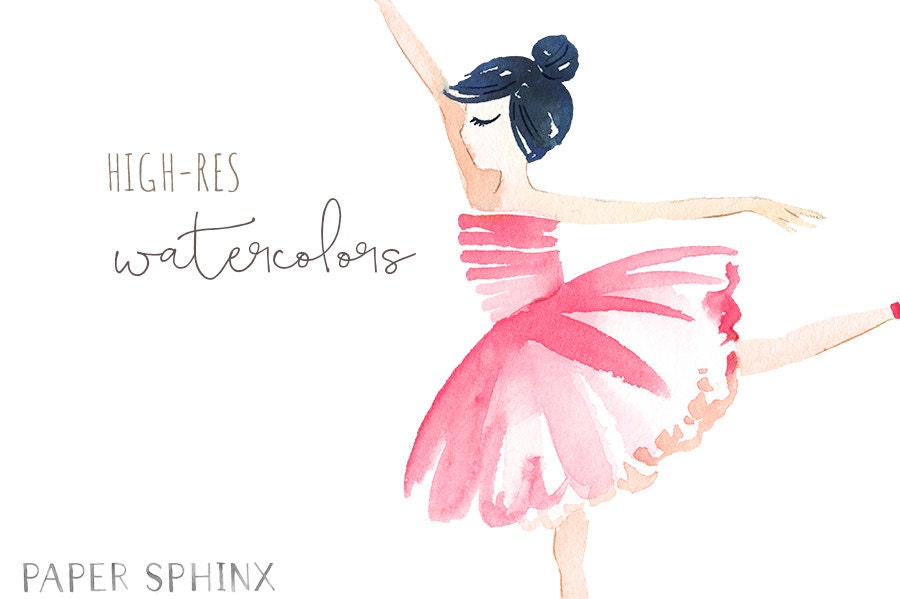 Watercolor Ballerina Clipart Dance and Ballet Shoes Clip Art - Etsy