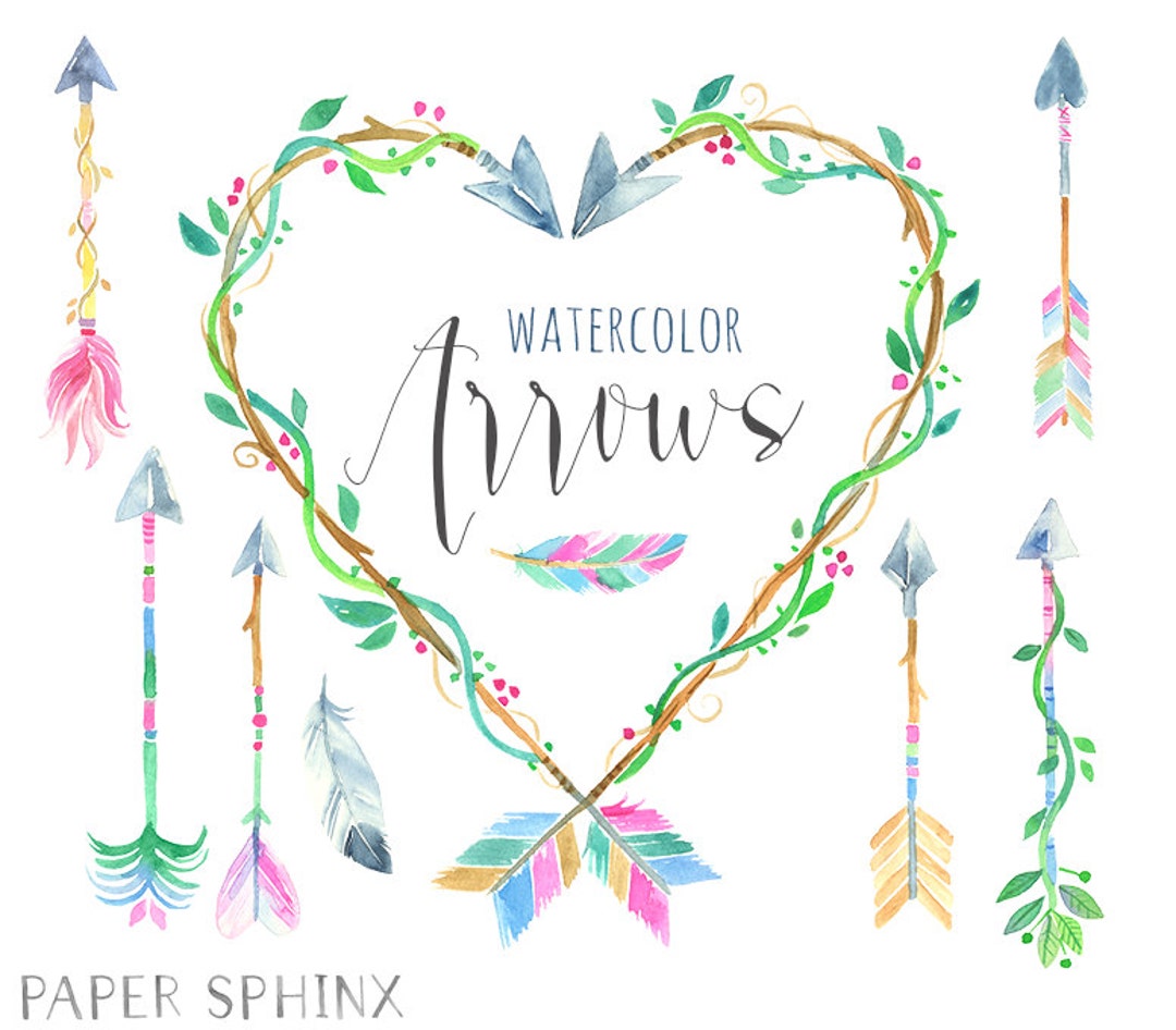 Watercolor Boho Arrows Clipart | Woodland Arrows Clip Art - Tribal ...