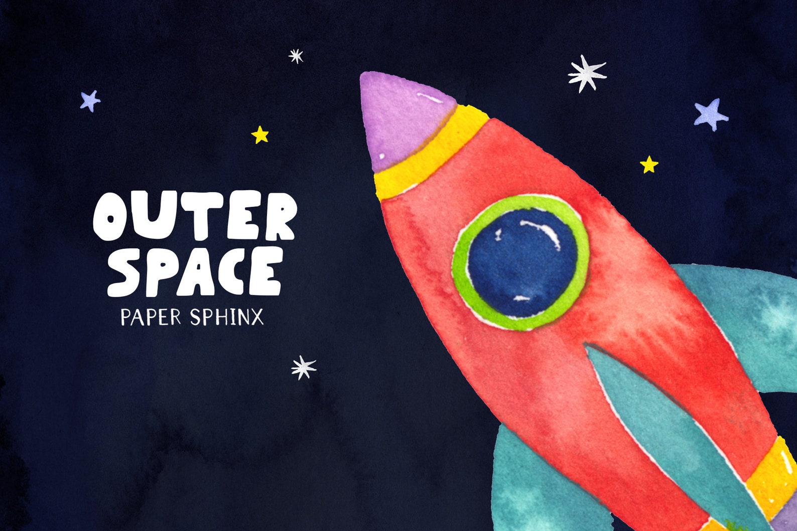 Watercolor Space Clipart Outer Space Graphics Planets - Etsy