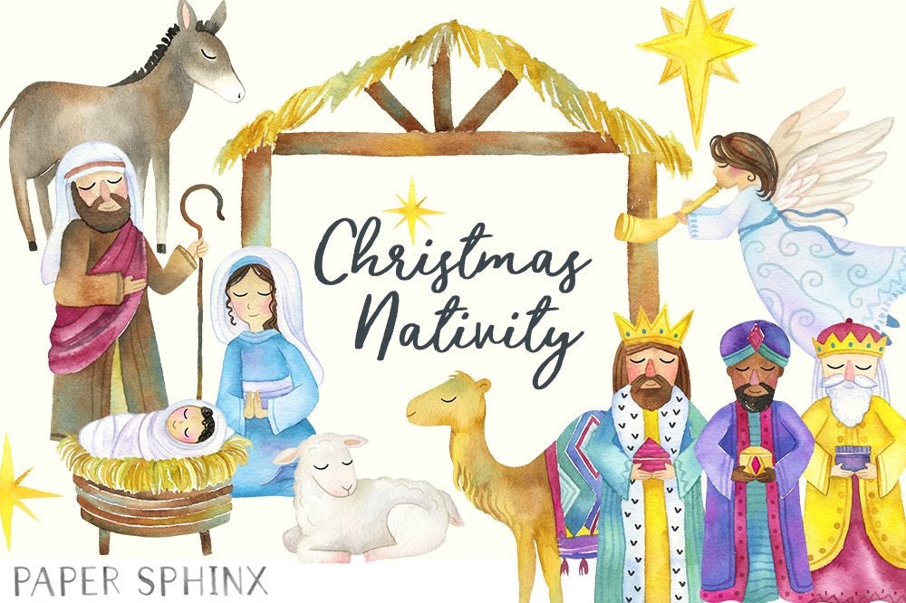 Watercolor Nativity Clipart | Christmas Nativity - Holiday Clipart ...