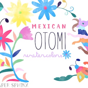 Otomi Clipart | Floral Mexican Clipart Animals - Watercolor Folk ...