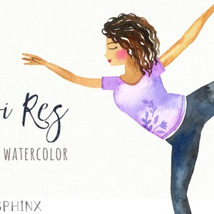 Watercolor Yoga Clipart | Zen Fitness Graphics - With Yoga Poses ...