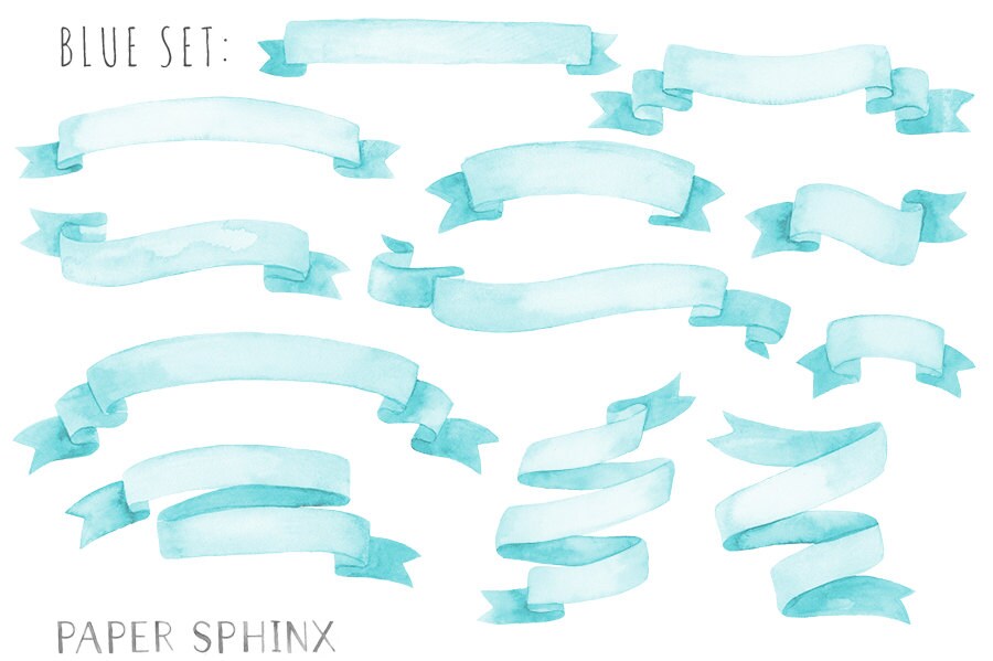Watercolor Banners Clipart Ribbon Graphics Party Banners | Etsy