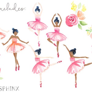 Watercolor Ballerina Clipart | Dance and Ballet Shoes Clip Art - Floral ...