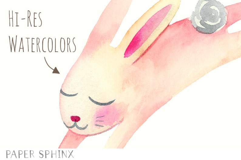 Watercolor Rabbits Clipart | Printable Easter Bunnies Clip Art - Bunny ...