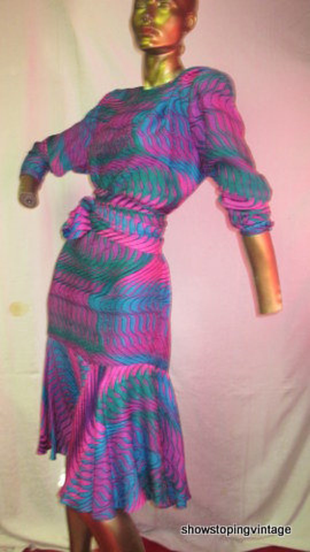 Step Out in a Tasteful Frock -vintage 80s Multi Color Silk Dress Sz 10 ...