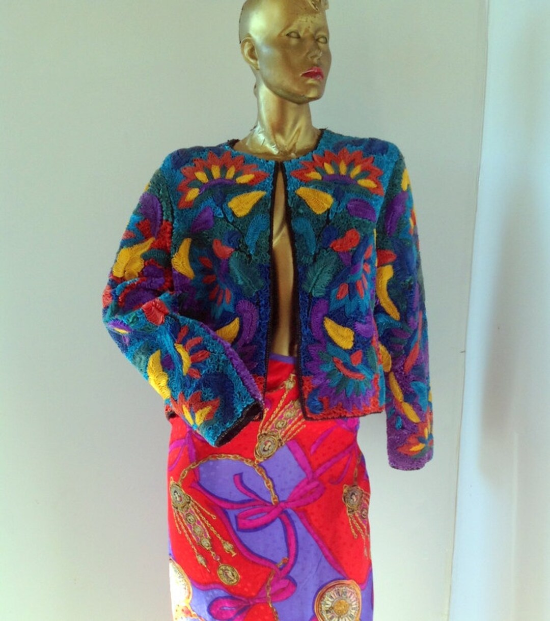 Vintage 80s Judith Roberts Art Jacket: Abstract Ribbon, Made in Mexico ...