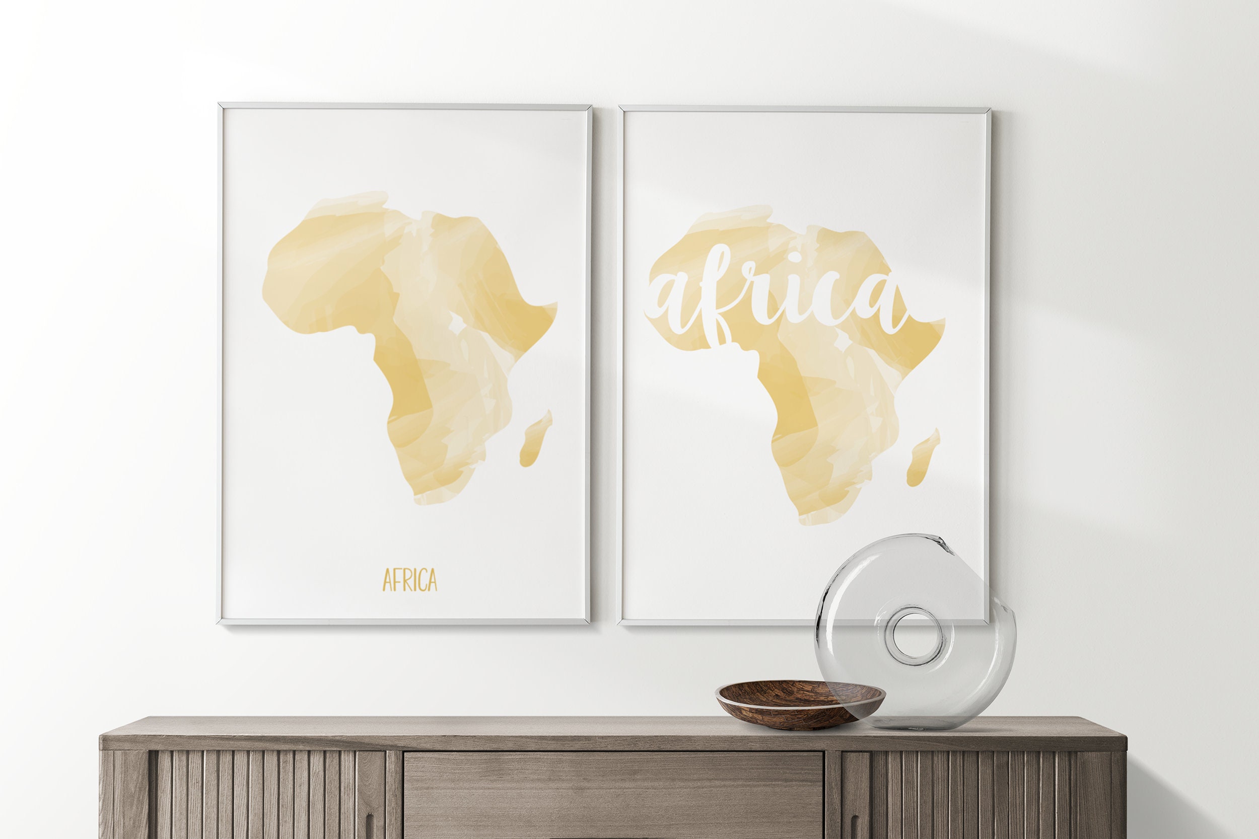 AFRICA Map Wall Art Digital Download African Continent Watercolor ...