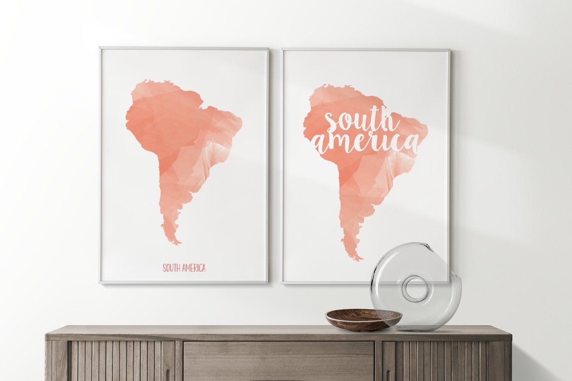 South America Map Wall Art Digital Download South America Continent ...