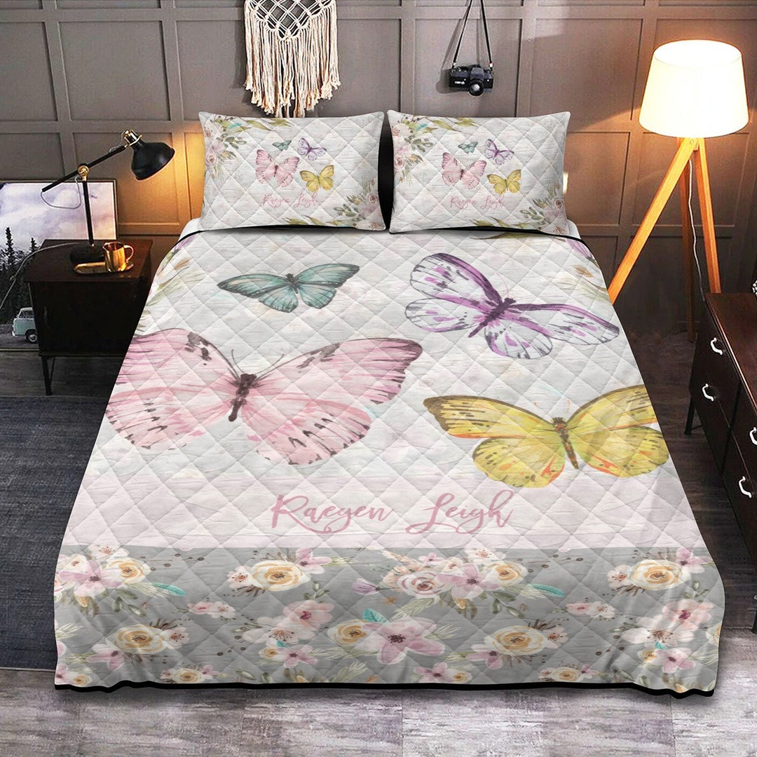 Butterfly Personalized Bedspread - Butterflies Bed Cover - Personalized ...