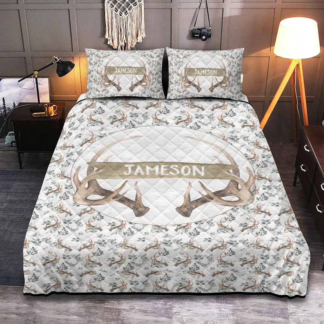 Woodland Quilt Personalized, Deer Bedding Boy, Buck Bedspread Twin ...