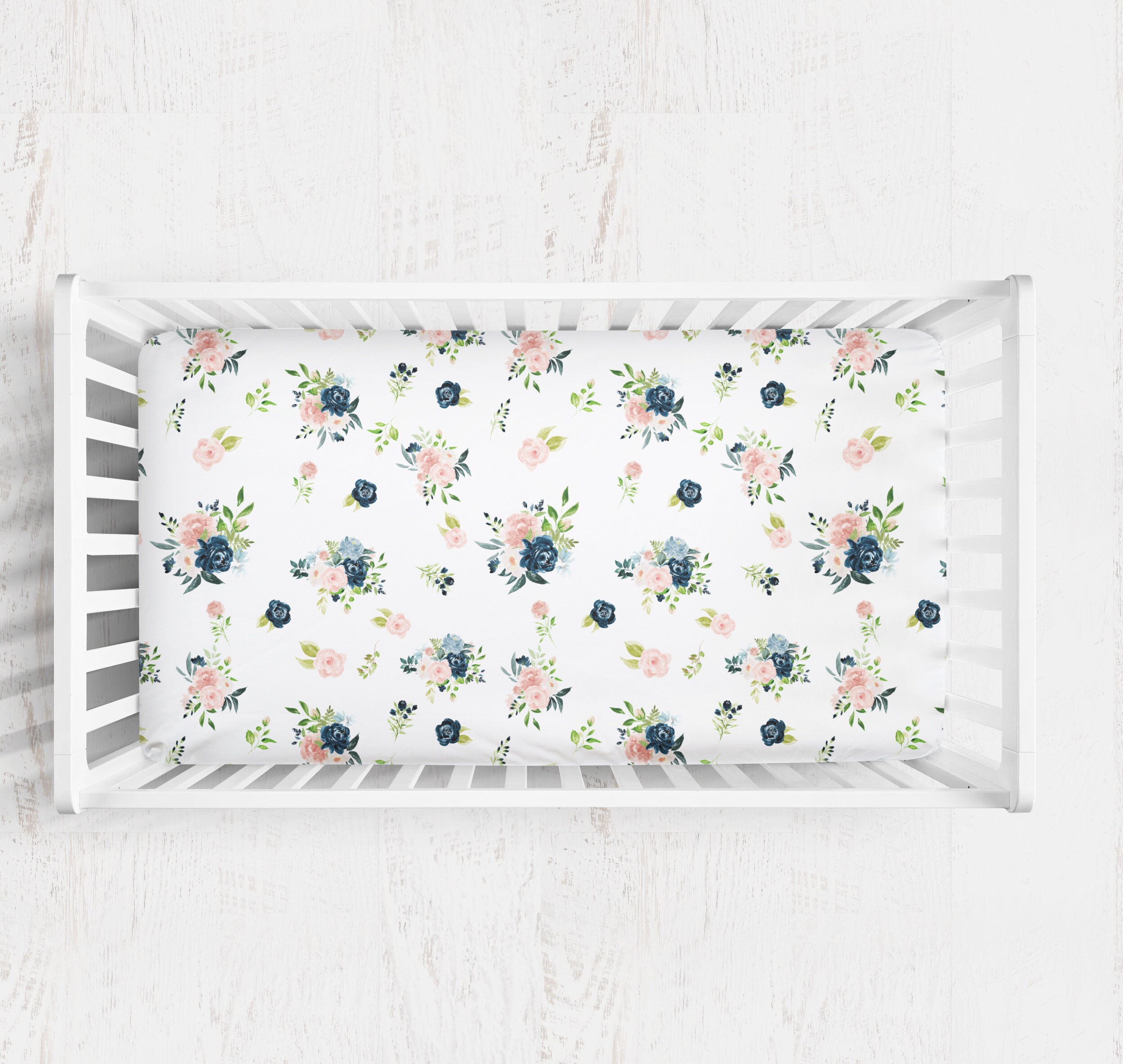 Crib Mattress Cover Floral Baby Girl Crib Bedding Pink and | Etsy