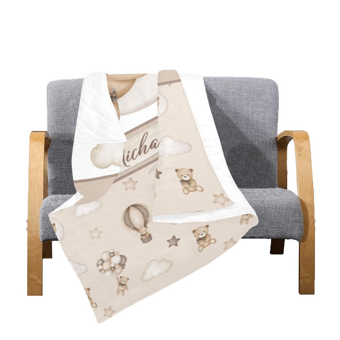 Teddy Bear Monogrammed Quilt Teddy Bear Bed Cover - Etsy