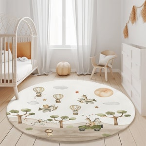 Safari Animals Rug for Nursery Room, Baby Room Area Rug, Modern Bedroom ...