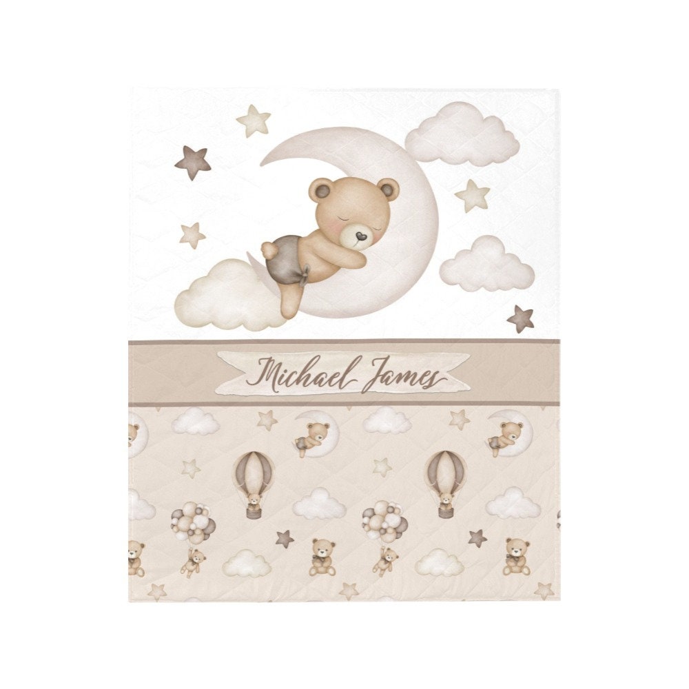 Teddy Bear Monogrammed Quilt Teddy Bear Bed Cover - Etsy