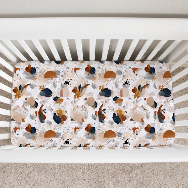 Boho Rust and Blue Crib Sheet - Etsy