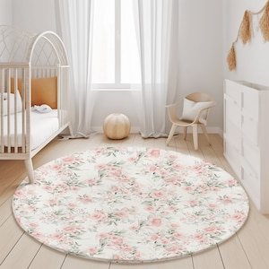 Gentle Pink Patterned Rug for Nursery Room, Baby Room Area Rug, Modern ...