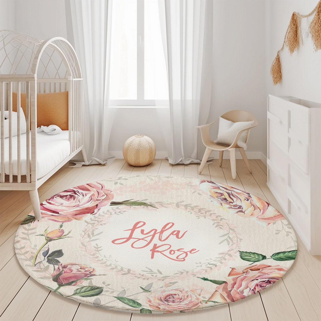 Vintage Roses Personalized Rug for Nursery Room, Baby Room Area Rug ...