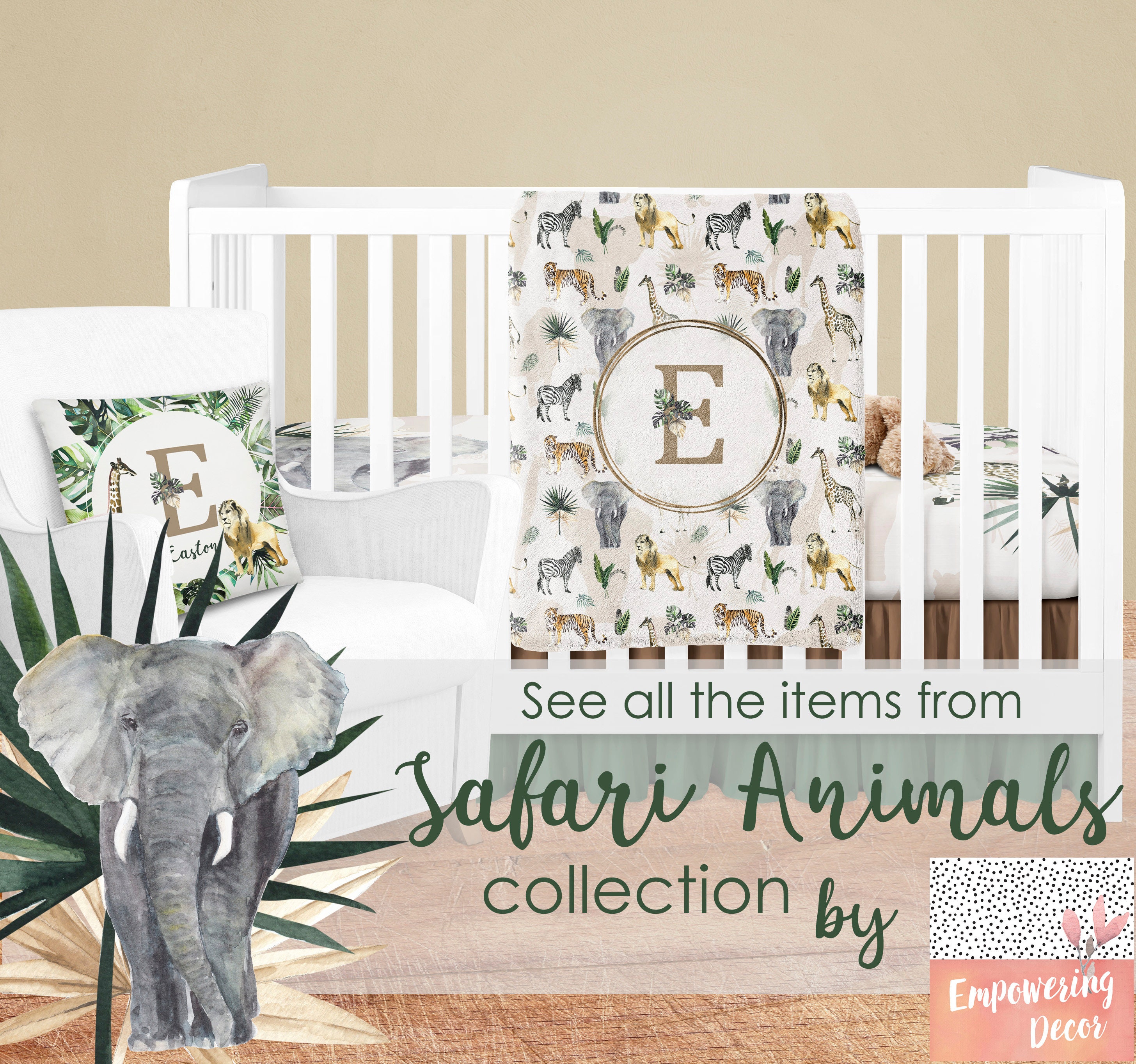 Safari Crib Sheet Crib Bedding Gender Neutral Baby Bedding | Etsy