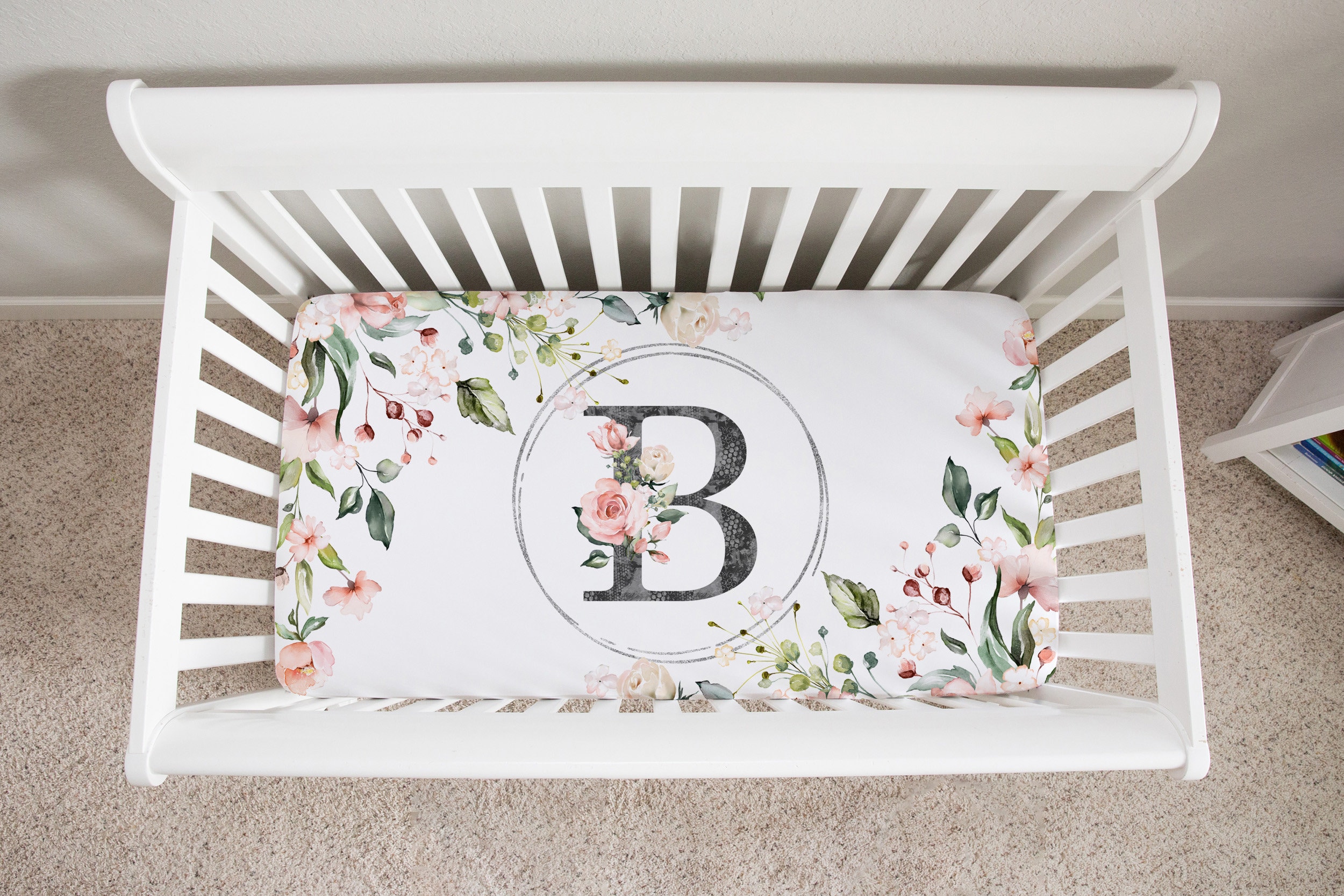 Farmhouse Monogrammed Baby Girl Crib Sheet Personalized Crib | Etsy