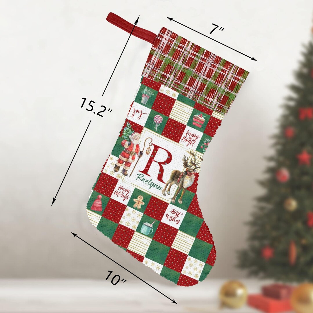 Personalized Sequin Christmas Stocking: Custom Monogrammed Xmas Decor ...