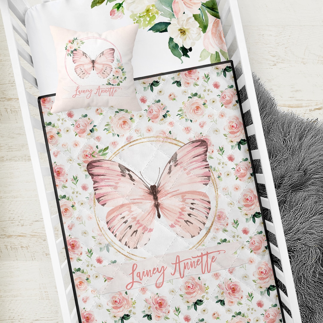 Baby Quilt Butterfly Crib Bedding Set, Baby Girl Crib Bedding ...