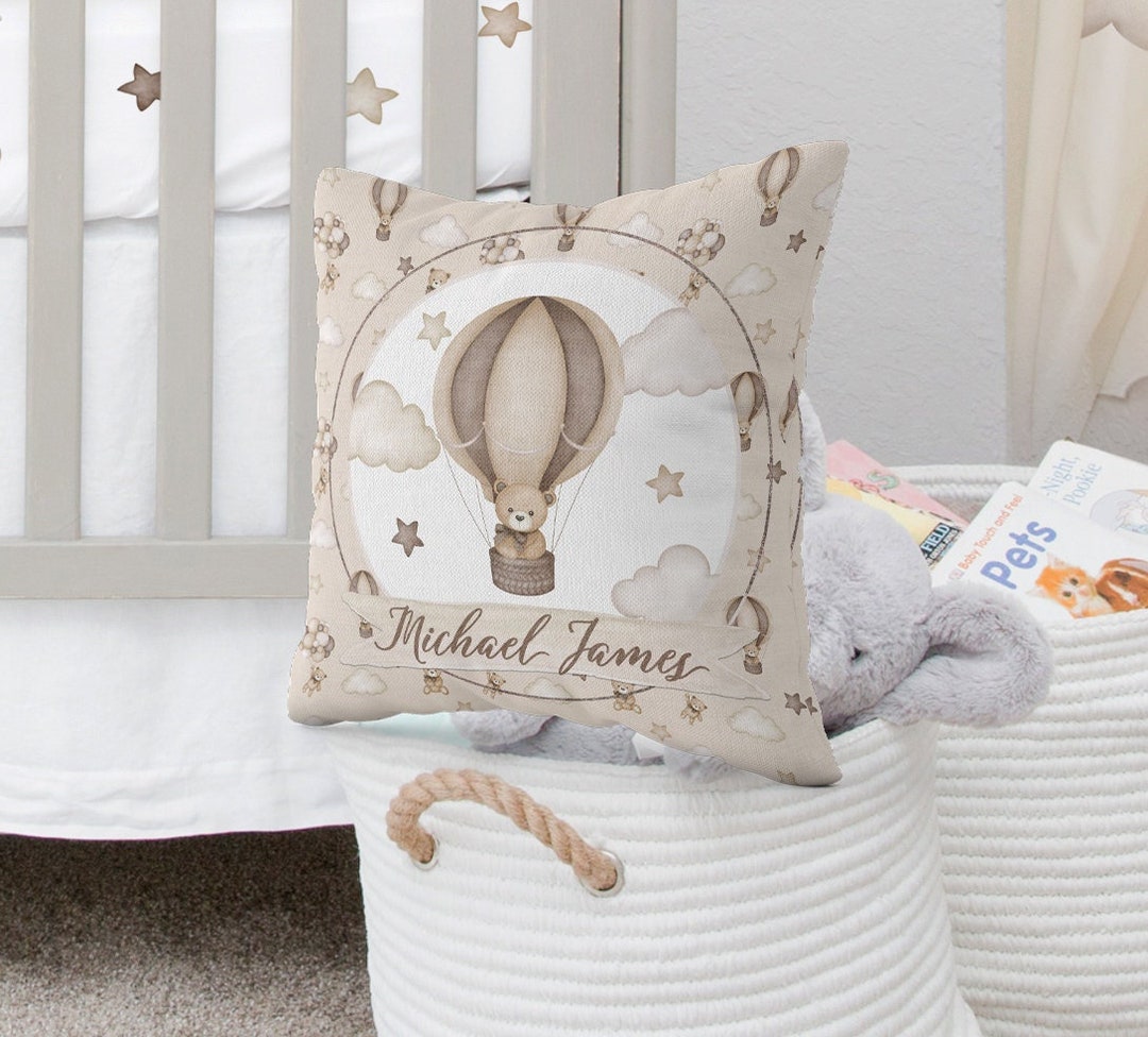 Teddy Bear Pillow for Boy's Room, Personalized Bear Pillowcase, Custom ...