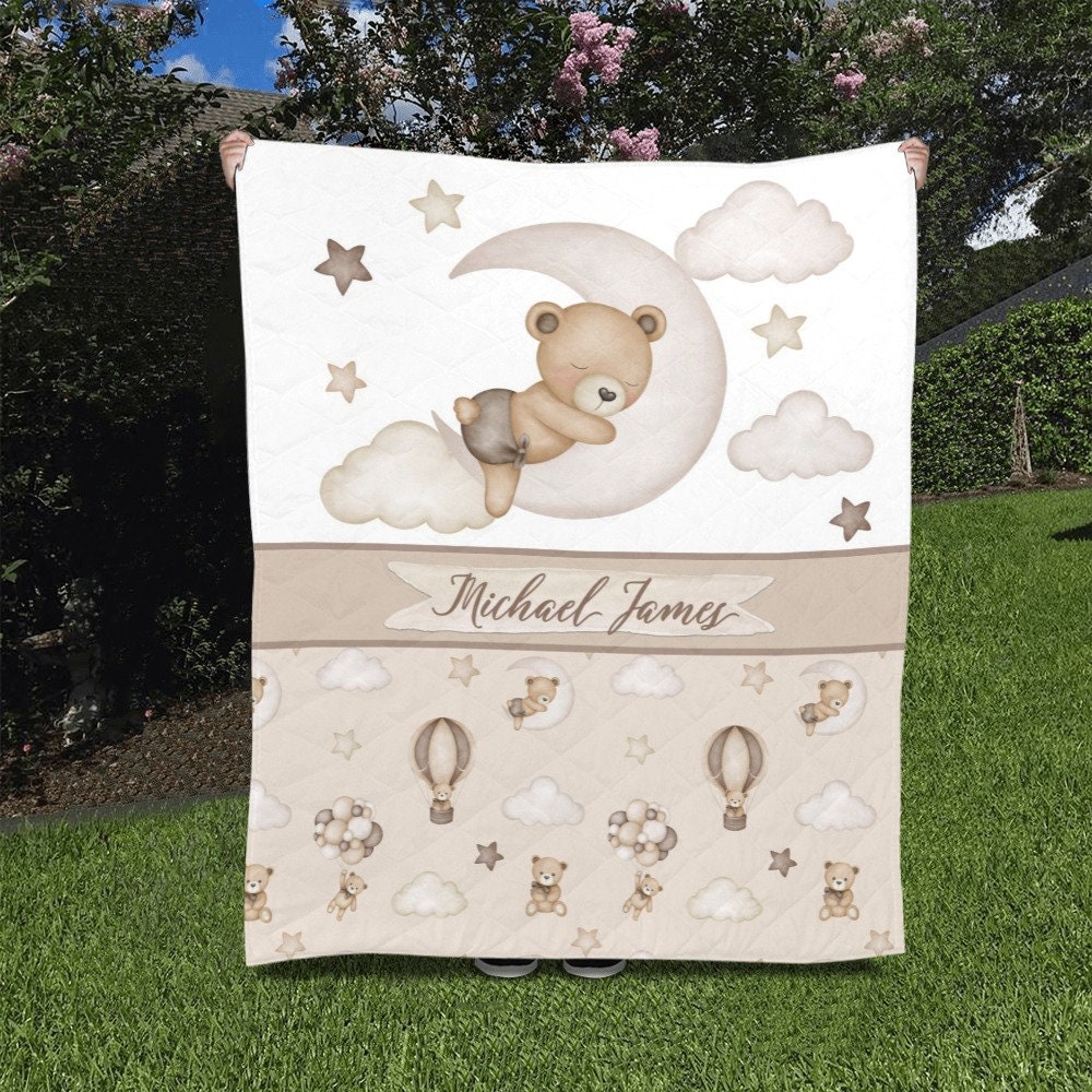 Teddy Bear Monogrammed Quilt Teddy Bear Bed Cover - Etsy