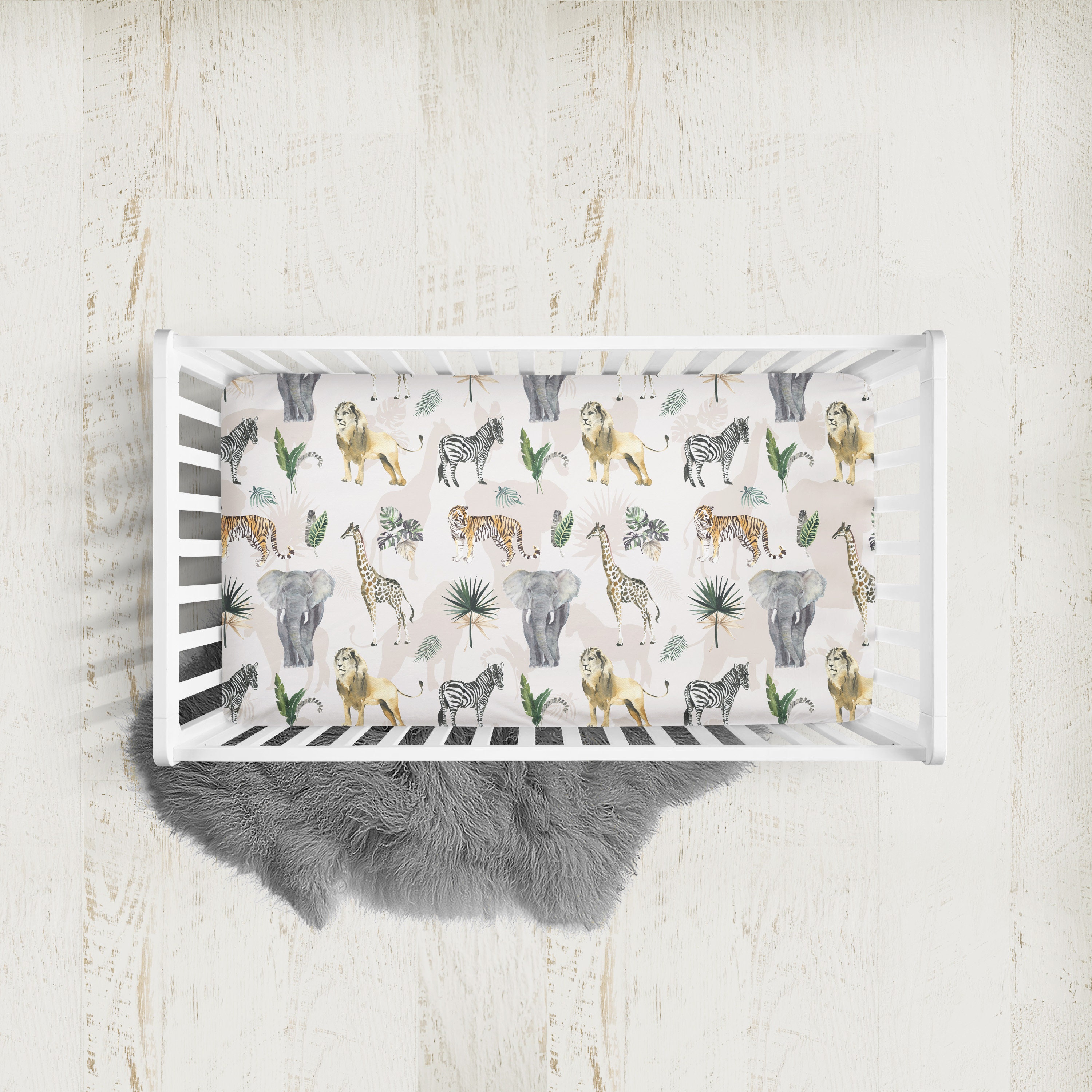 Safari Crib Sheet Crib Bedding Gender Neutral Baby Bedding | Etsy