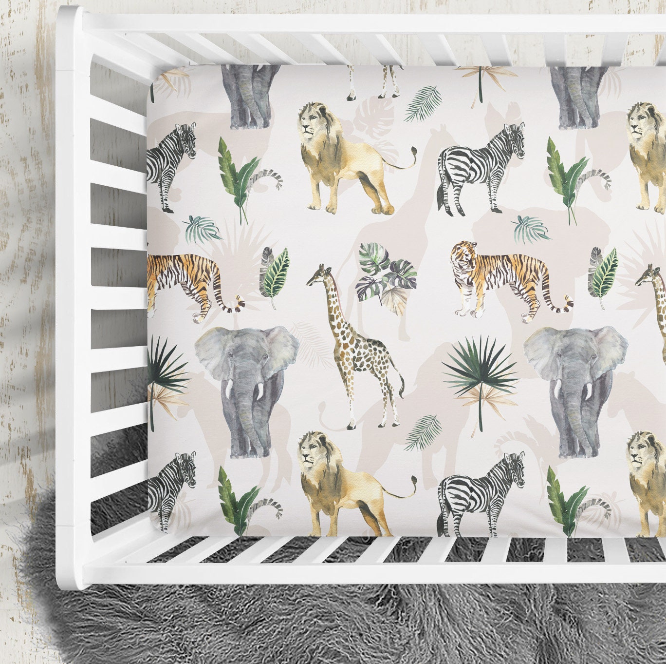 Safari Crib Sheet Crib Bedding Gender Neutral Baby Bedding | Etsy