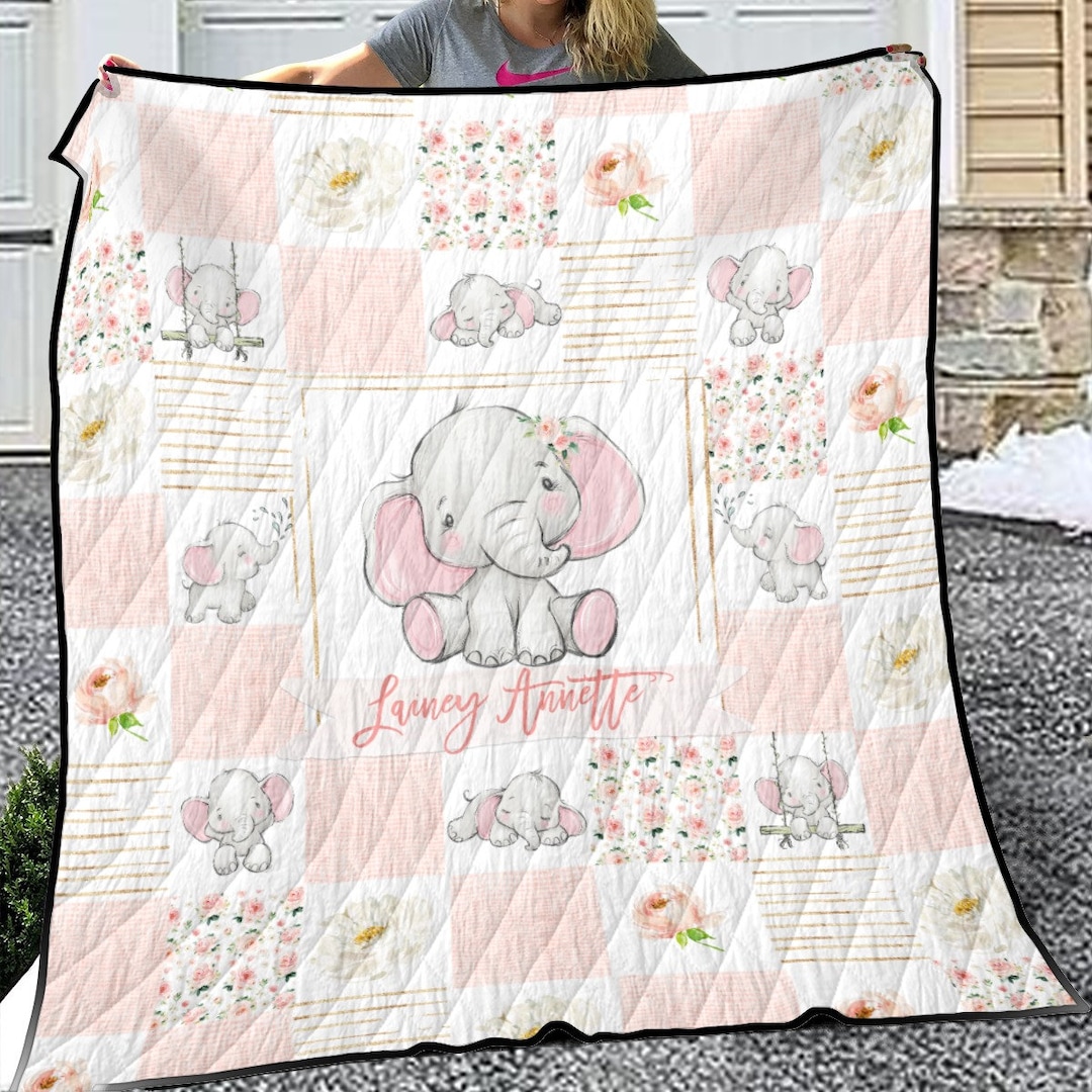 Elephant Quilt Personalized Elephant Bedding Girl Crib - Etsy