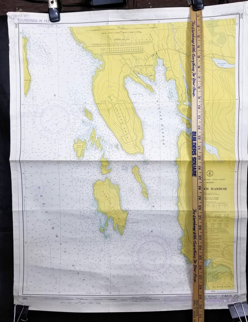 VINTAGE NAUTICAL CHART Winter Harbor Maine. 1970s New England - Etsy