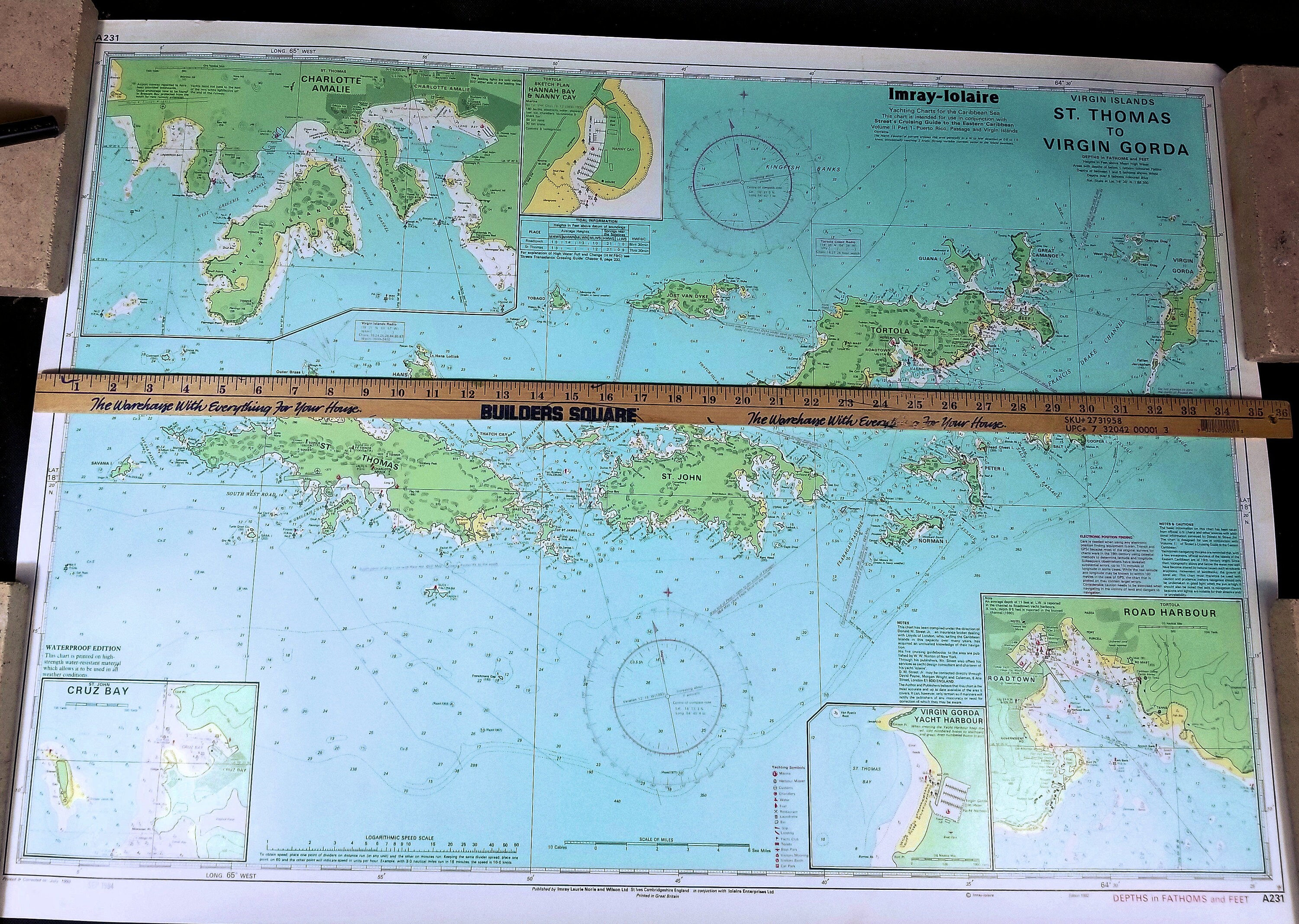 Vintage Caribbean Nautical Chart: St. Thomas Virgin Gorda - Etsy