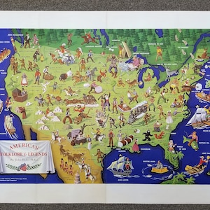 Vintage American Map Large 1950 Color School Poster American - Etsy