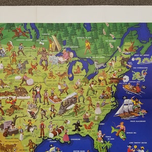 Vintage American Map Large 1950 Color School Poster American - Etsy