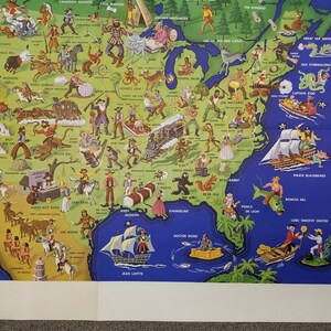 Vintage American Map Large 1950 Color School Poster American - Etsy